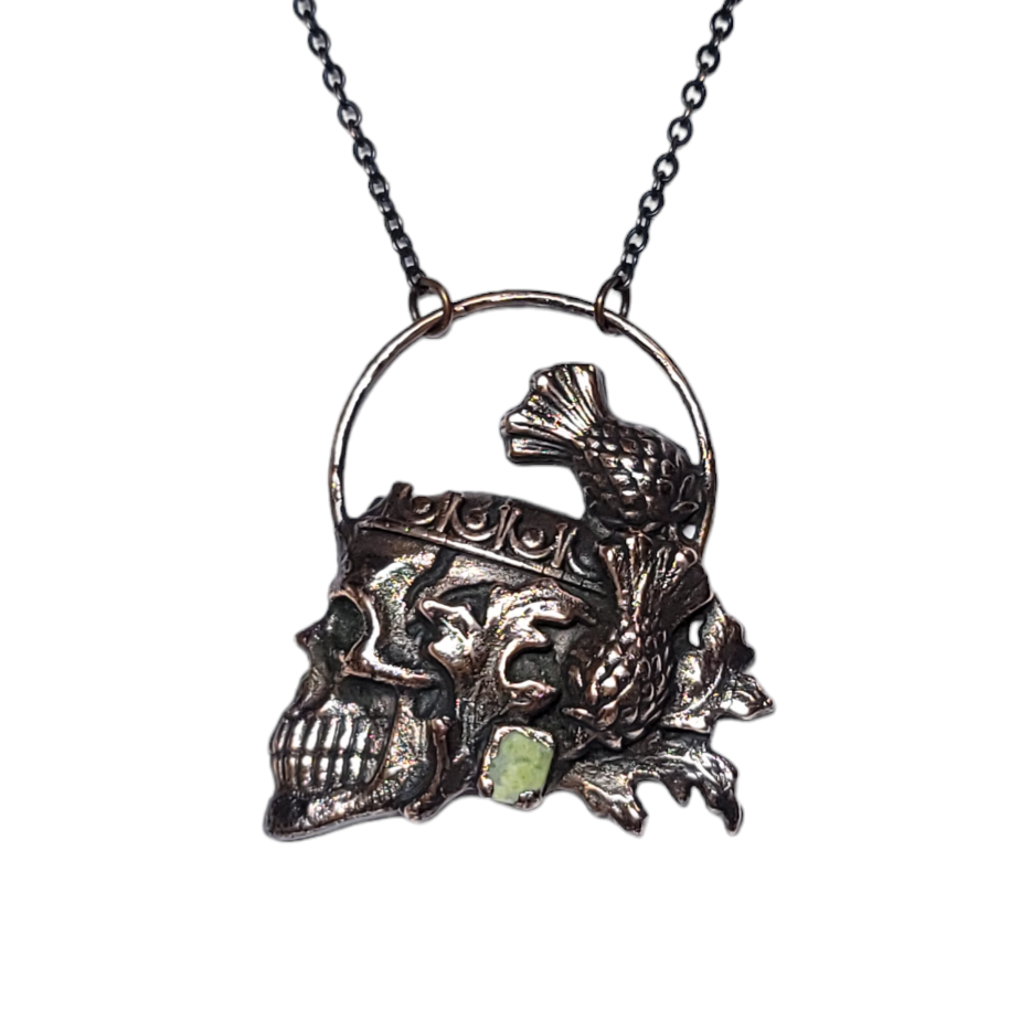 Crowned Skull Copper Pendant with Thistles & Iona Scottish Marble – The ...